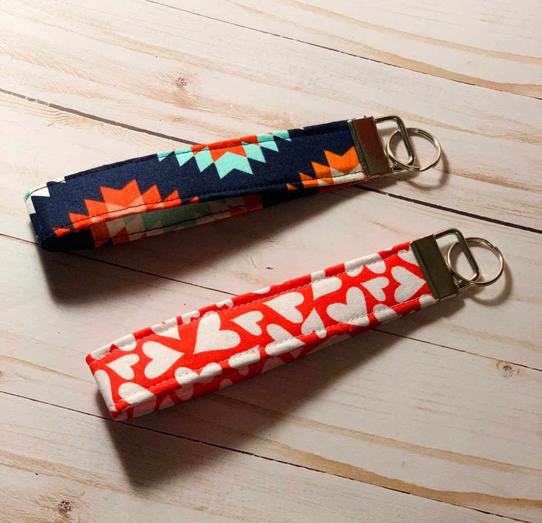 Boho Heart Wristlet Keychain: Handmade Fabric Key Fob - Etsy