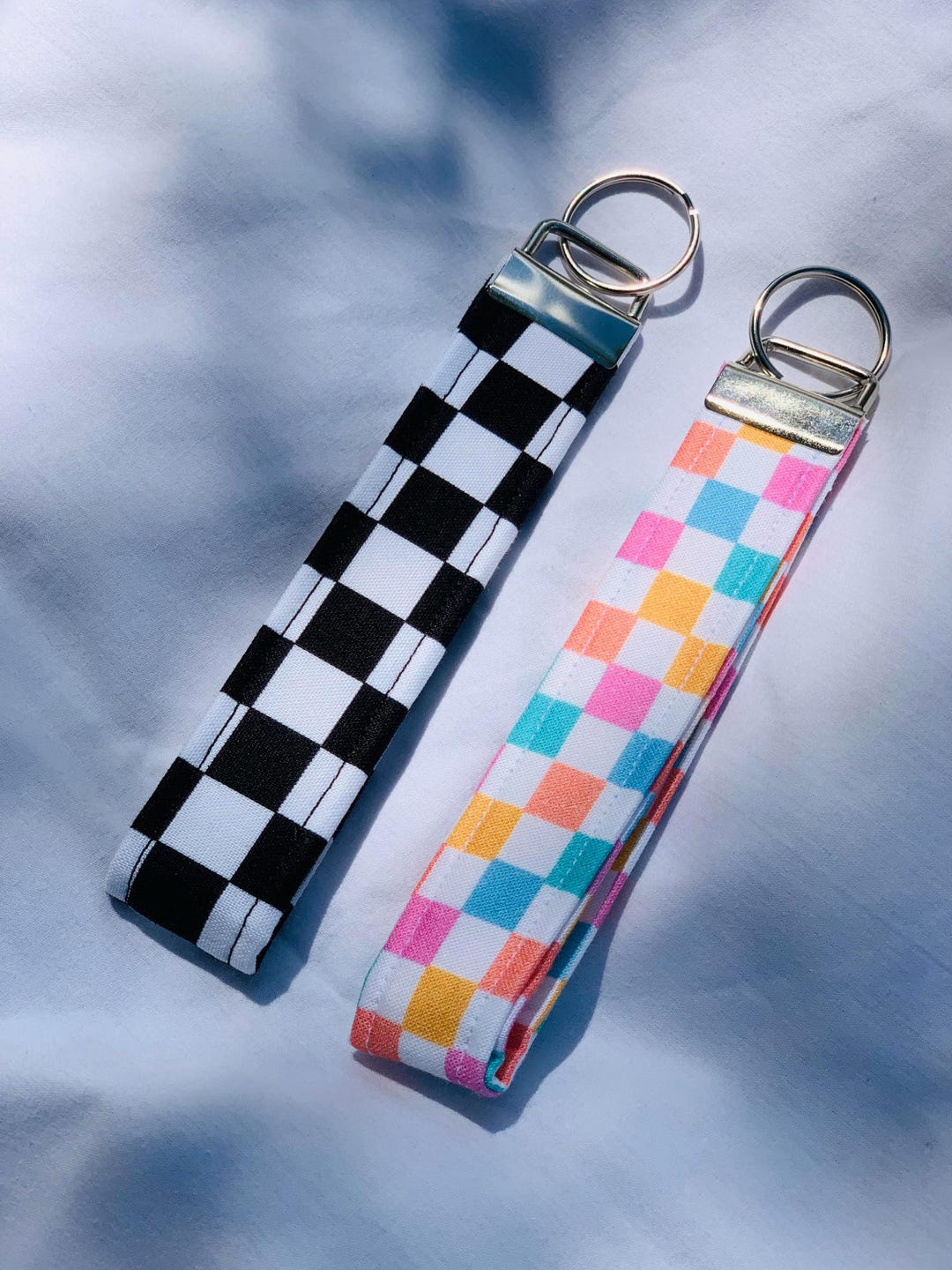 Checker Keychain Wristlet/keychain Wristlet Fobs/checkerboard Keychain ...