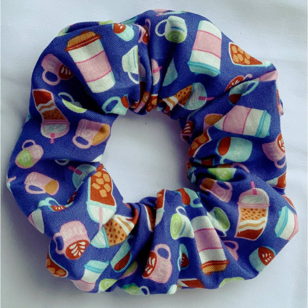 Blue Coffee Scrunchie/blue Coffee Cup Scrunchie/food and Drink Fun ...