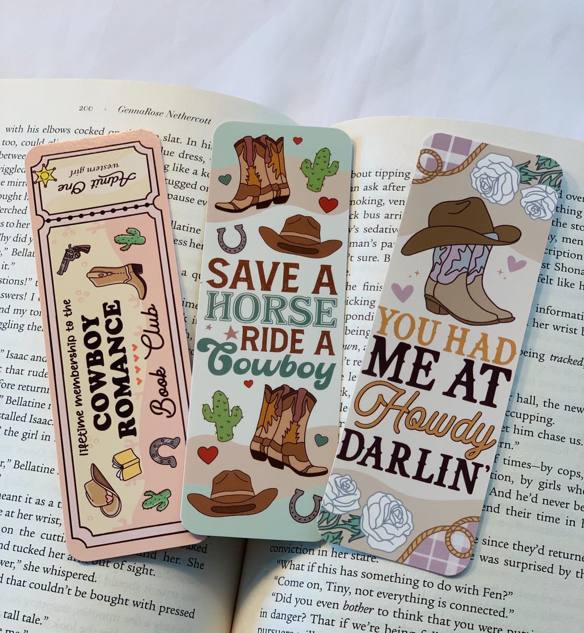 Cowboy Romance Bookmarks/cowboy Romance Book Club Ticket Bookmark ...