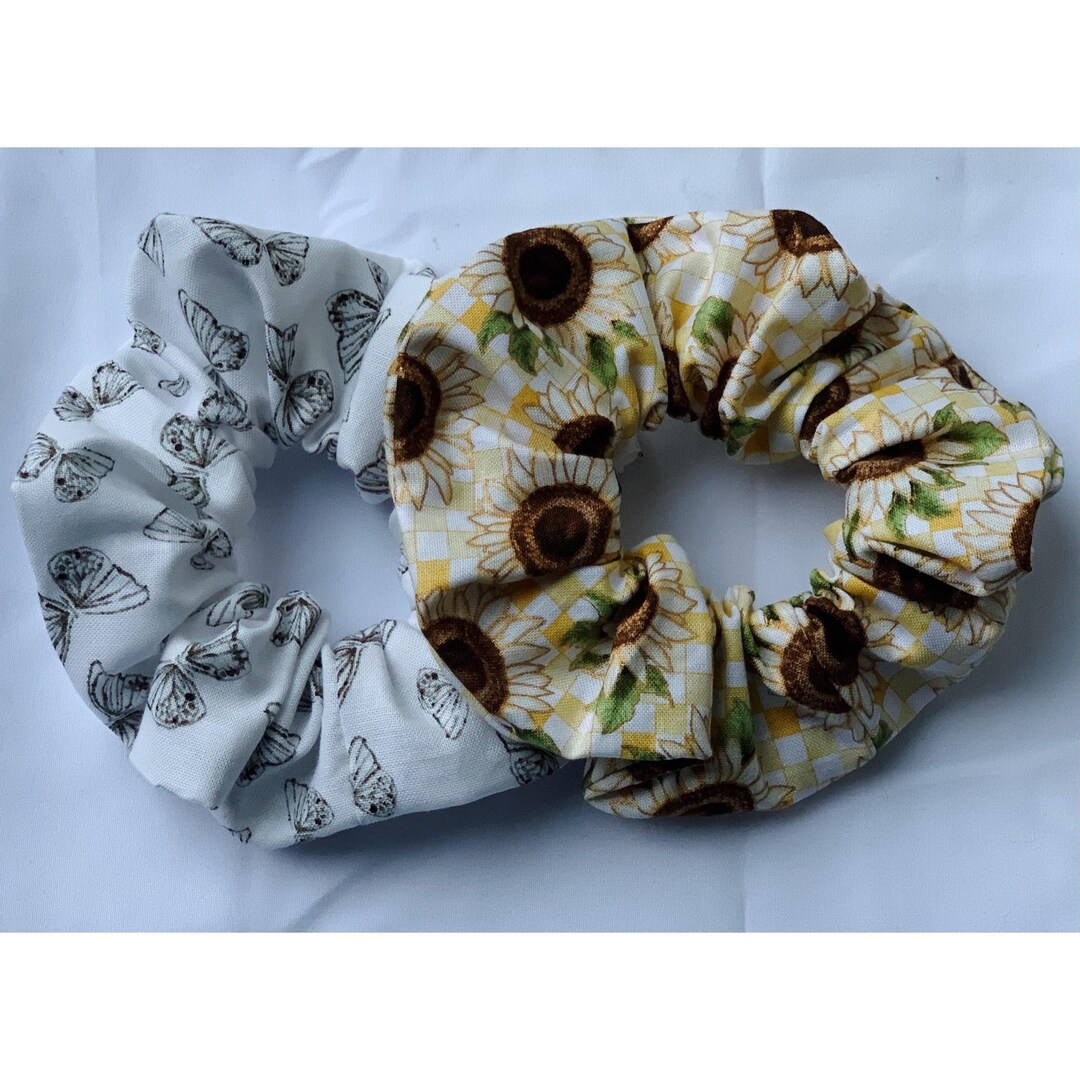 White Butterfly and Sunflower Scrunchies/sunflower Scrunchies/butterfly ...