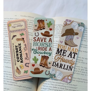 Cowboy Romance Bookmarks/cowboy Romance Book Club Ticket Bookmark ...