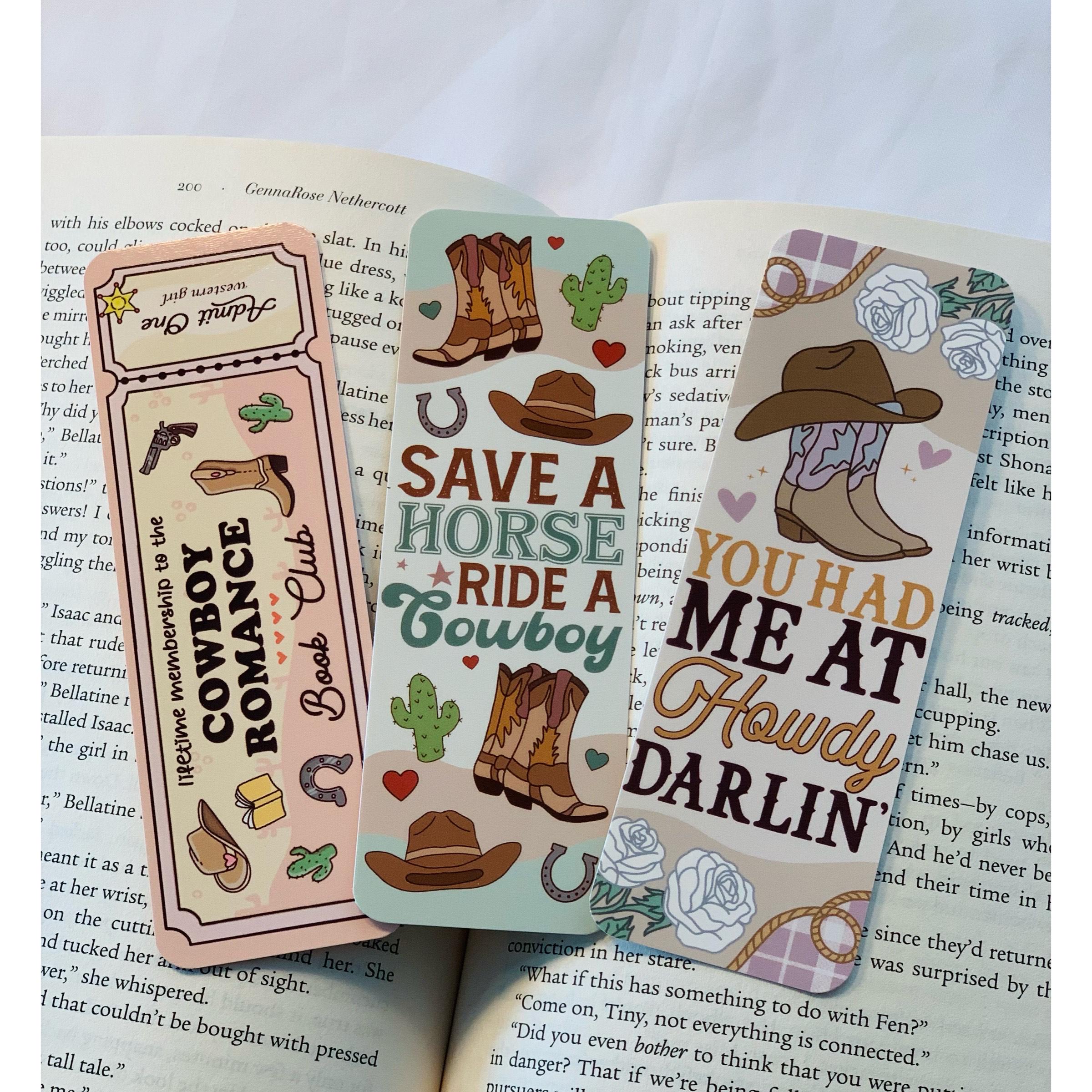 Cowboy Romance Bookmarks/cowboy Romance Book Club Ticket Bookmark ...