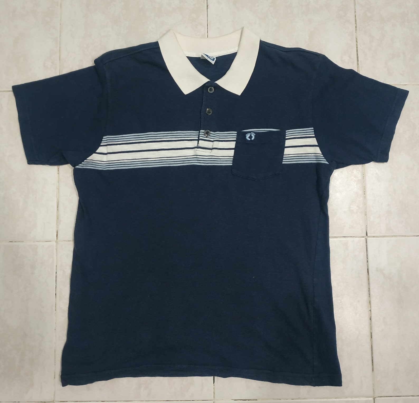 Vintage Hang Ten Polo Shirt Striped Surf Surfing Skateboard Large Size ...