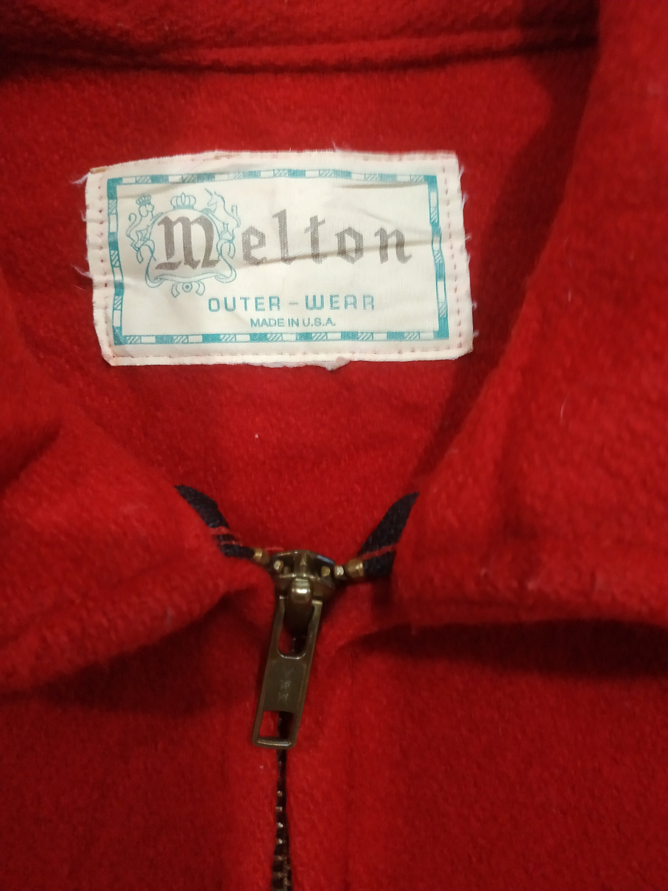 Vintage 80s Melton Jacket Red Color Size L Made in USA - Etsy
