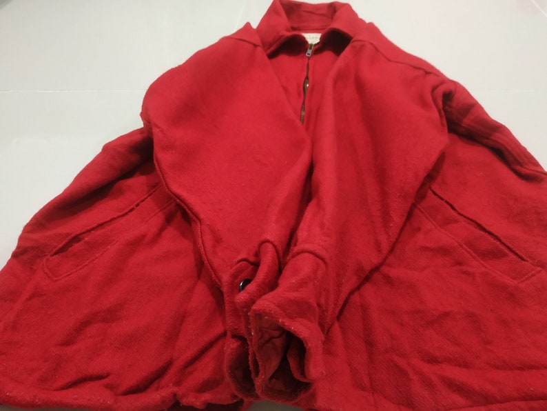 Vintage 80s Melton Jacket Red Color Size L Made in USA - Etsy
