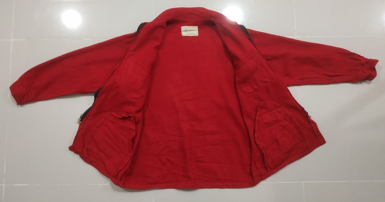 Vintage 80s Melton Jacket Red Color Size L Made in USA - Etsy