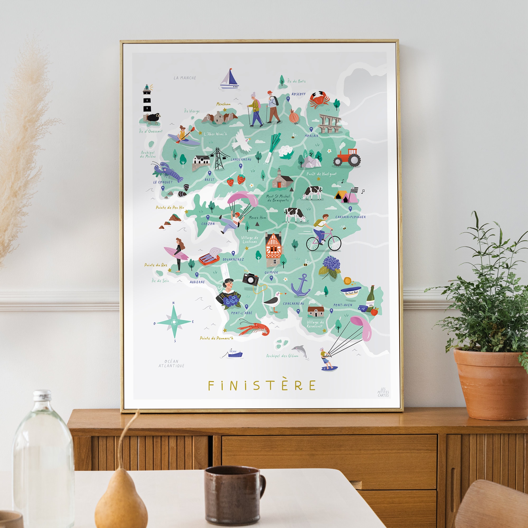 FINISTÈRE - Map of Brittany / Breton Department - Illustrated Poster - Etsy