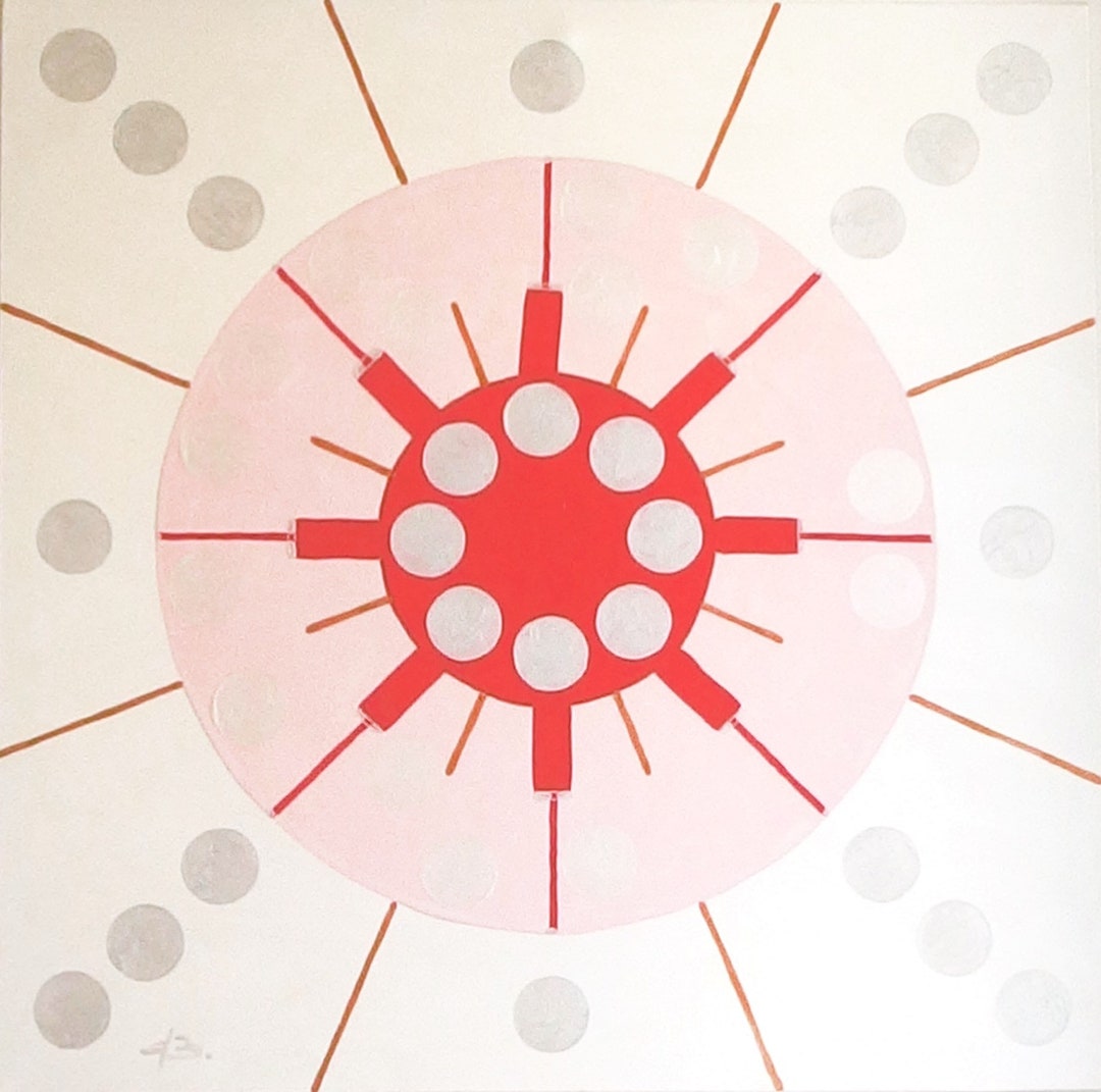 Art in Hospital: Mandala Pink Red Silver Original Painted - Etsy