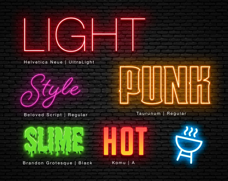 Photoshop Neon Layer Styles 100 Neon Layer Styles for Adobe - Etsy UK