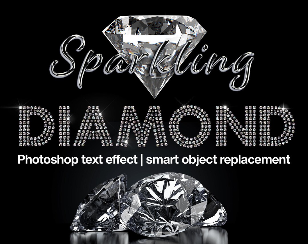 Adobe Photoshop Sparkling Diamond Text Effect Smart Object Replacement ...