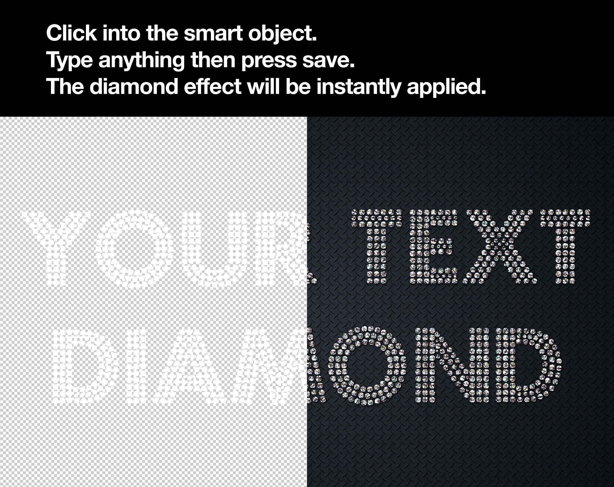 Adobe Photoshop Sparkling Diamond Text Effect | Smart Object ...