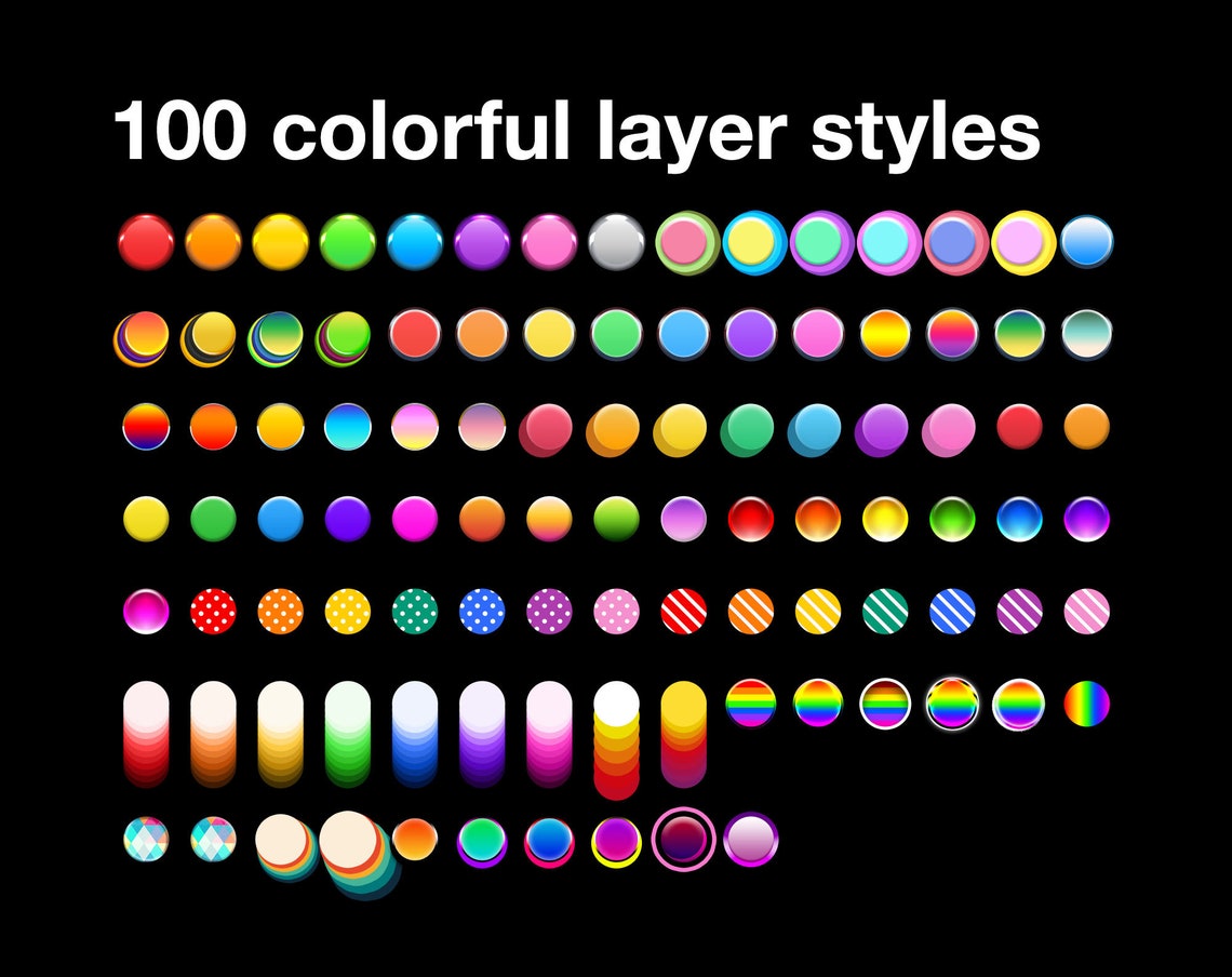 Photoshop Colorful Layer Styles | 100 Layer Styles, .asl File, Layer ...