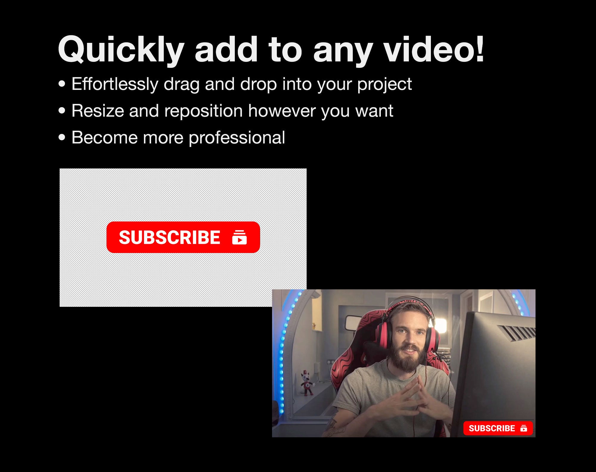 Animated Youtube Subscribe Button Overlay Bundle Video Pop Up - Etsy