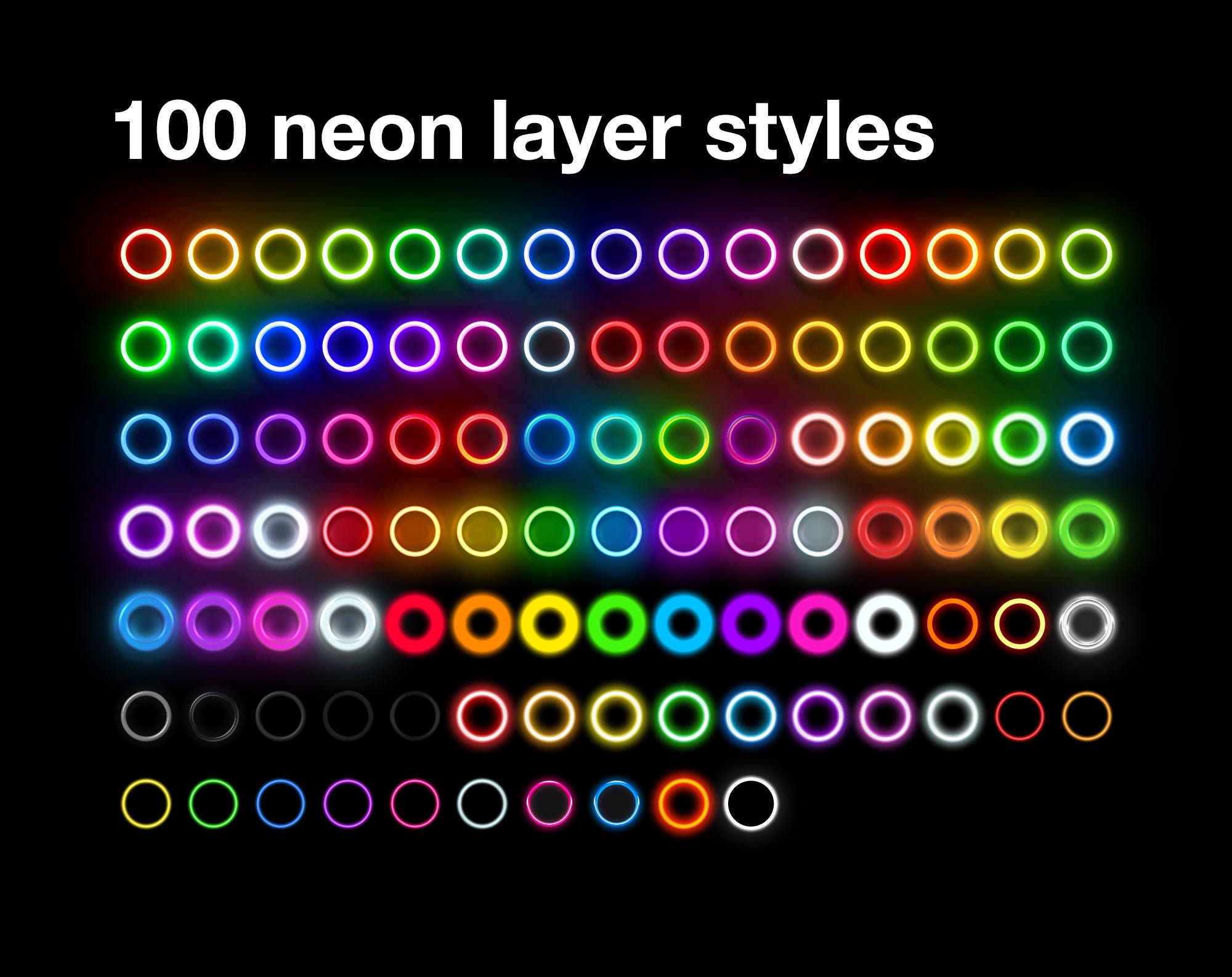 Photoshop Neon Layer Styles 100 Neon Layer Styles for Adobe - Etsy UK