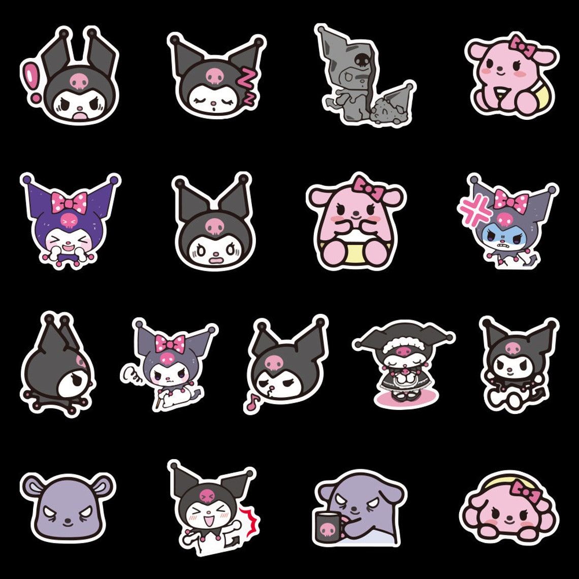 100 PCS Kuromi Stickers Pack | Etsy