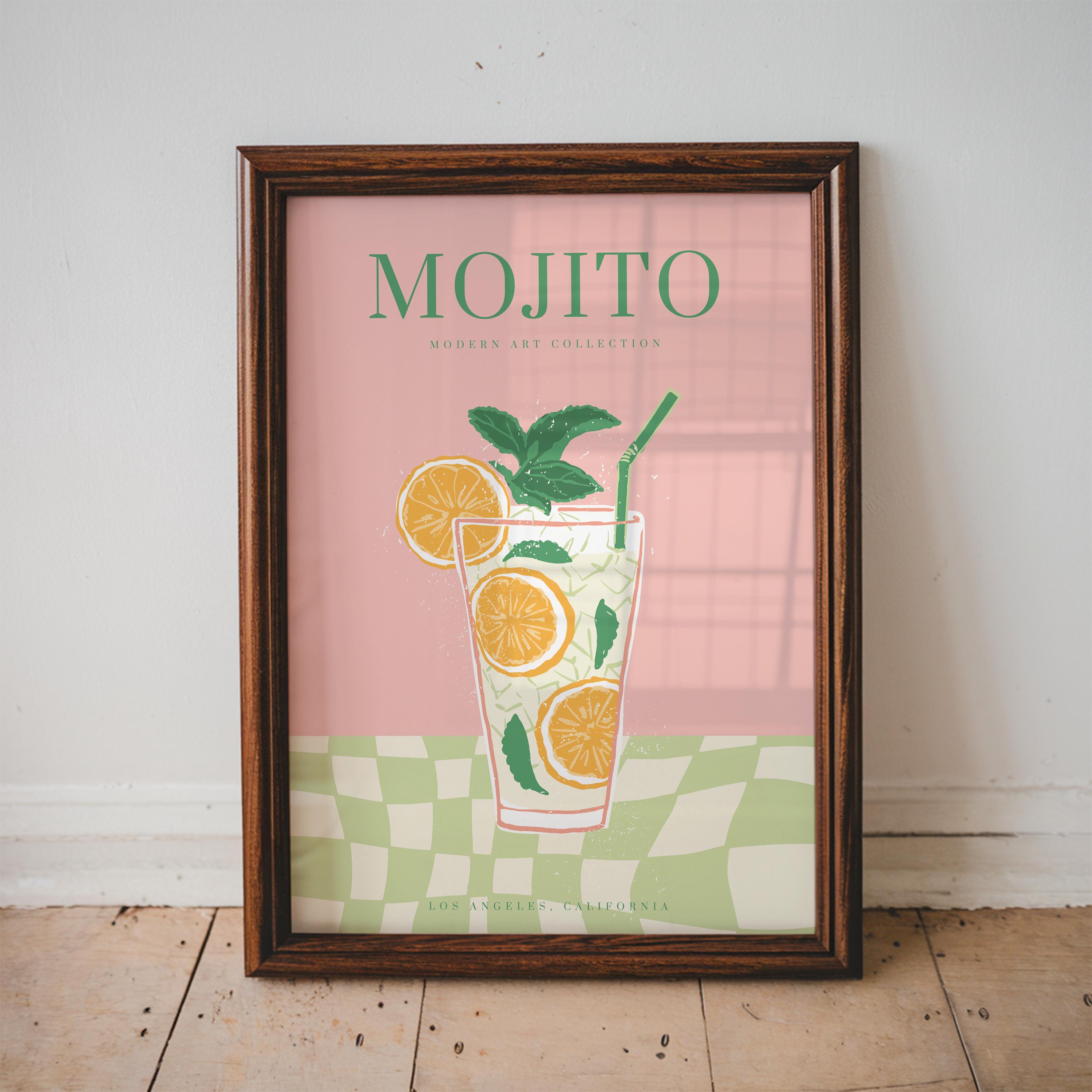 Mojito Cocktail Art Print, Bar Cart Decor, Cocktail Poster, Kitchen ...