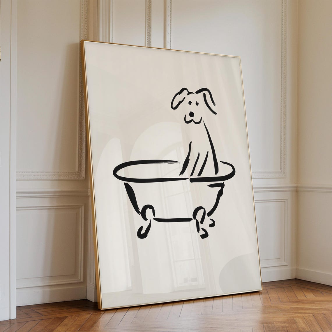 Simple Dog in the Bathtub Art Print, Picasso Inspired Print, Trendy ...