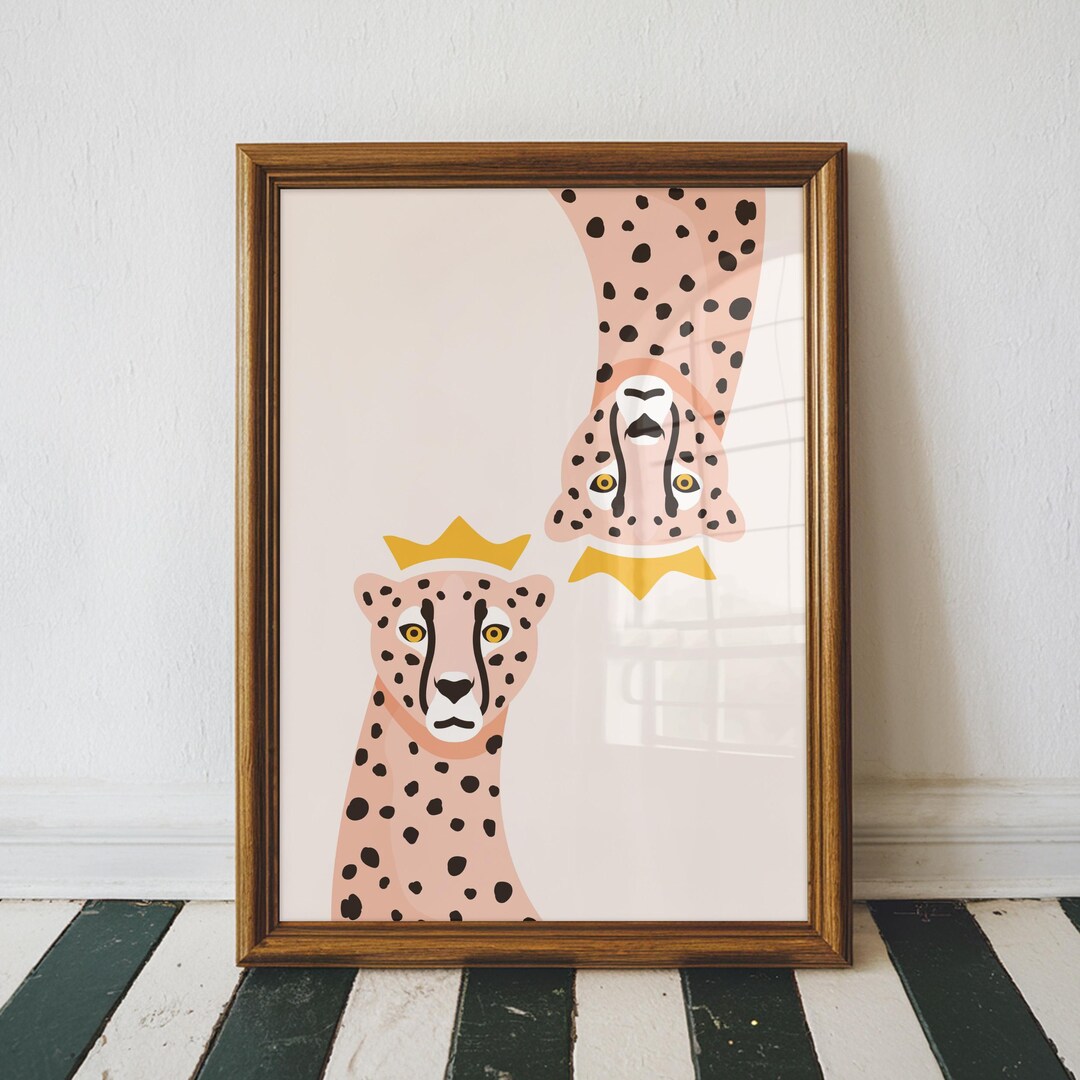 Cheetahs Wearing Crown Art Print, Maximalist Home Decor, Apartment Wall ...