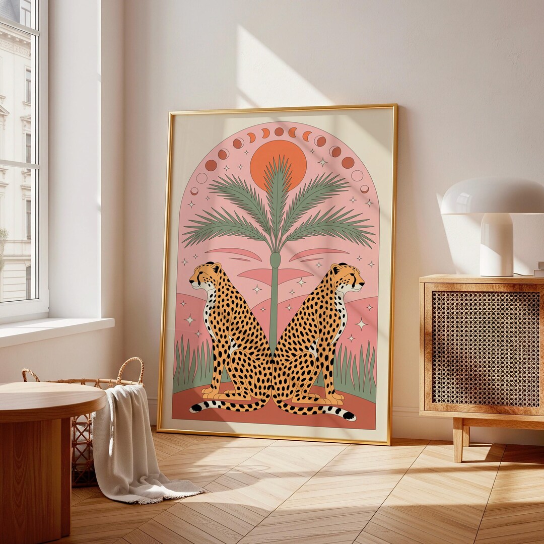 Boho Cheetah Giclée Art Print, Desert Palm, Unframed - Etsy