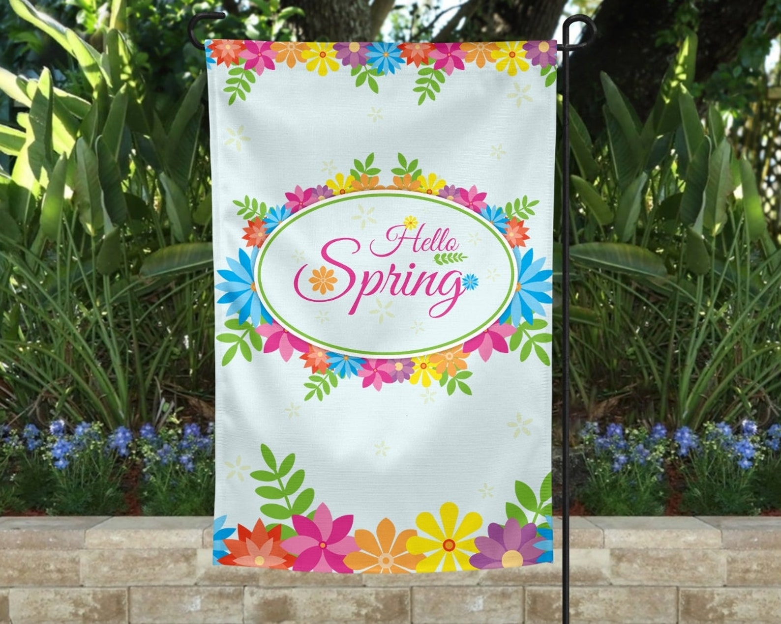 Hello Spring Flag Spring Garden FlagFloral Garden Flag | Etsy