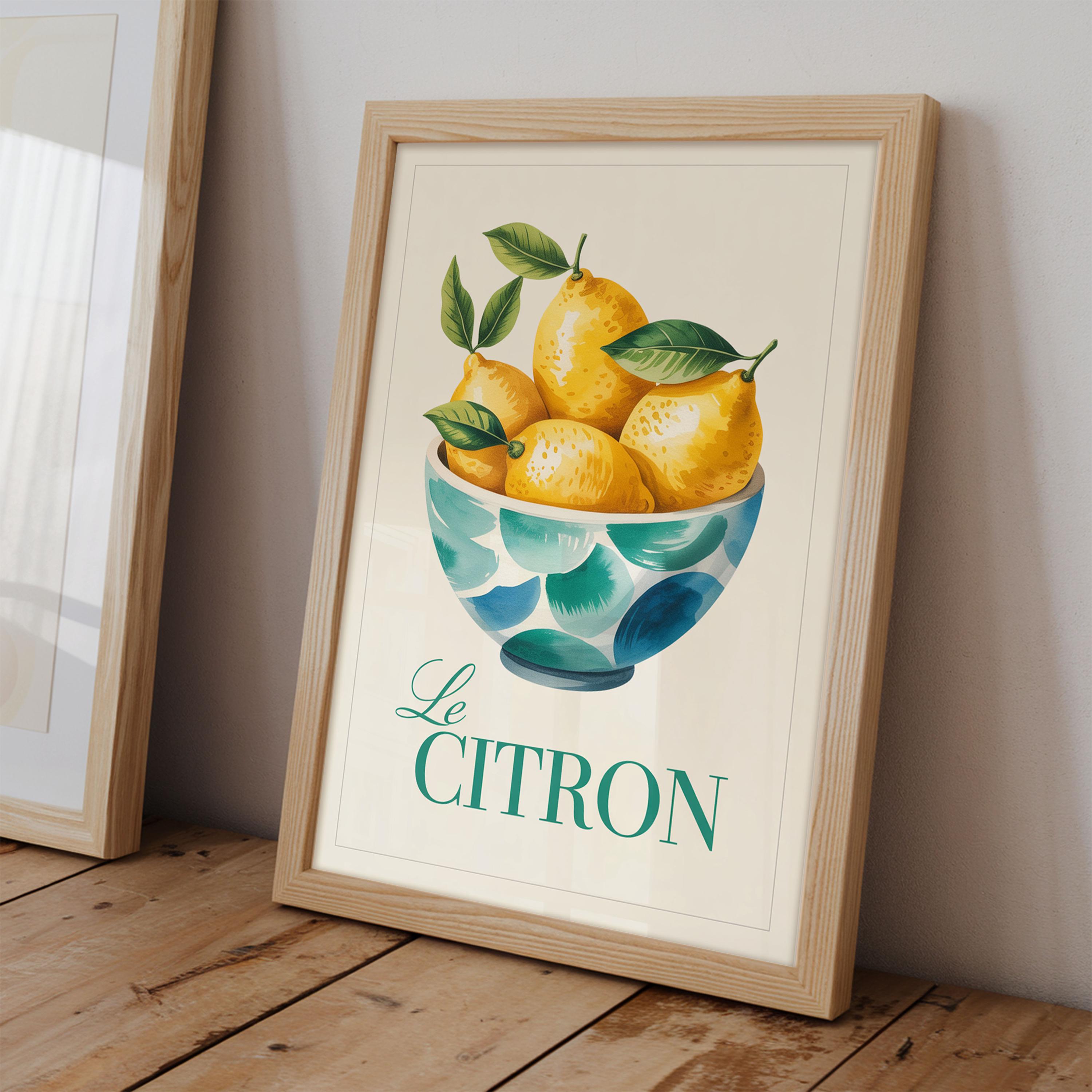 Le Citron Lemons Painting Print, Kitchen Wall Art Print, Citrus Home ...