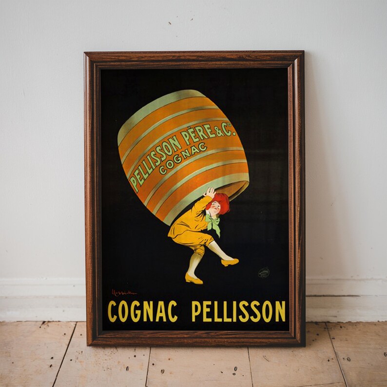Vintage Poster, Cognac Pellisson Poster Print, Vintage Bar Cart Decor ...