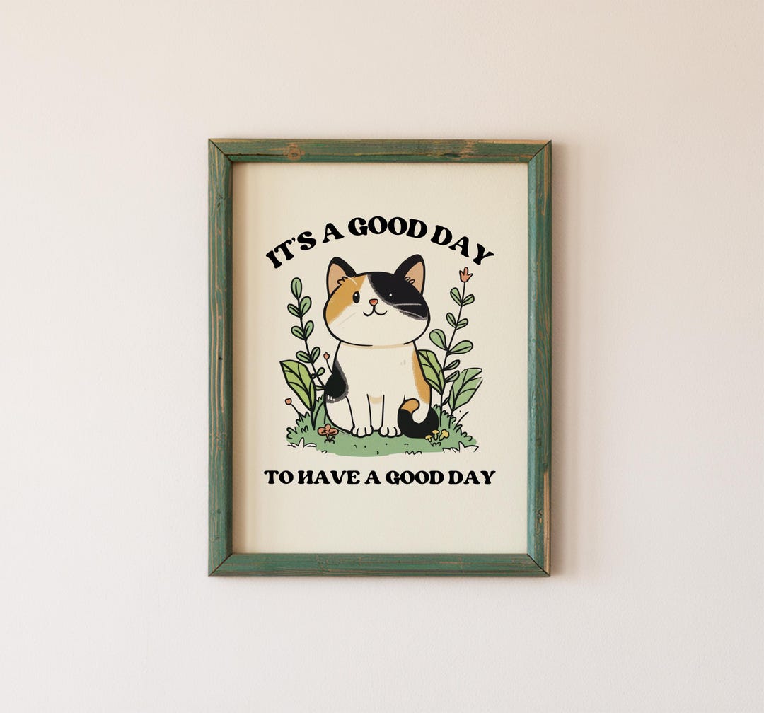 Cute Cat Wall Print, Retro Illustration, Classroom Wall Art Print ...