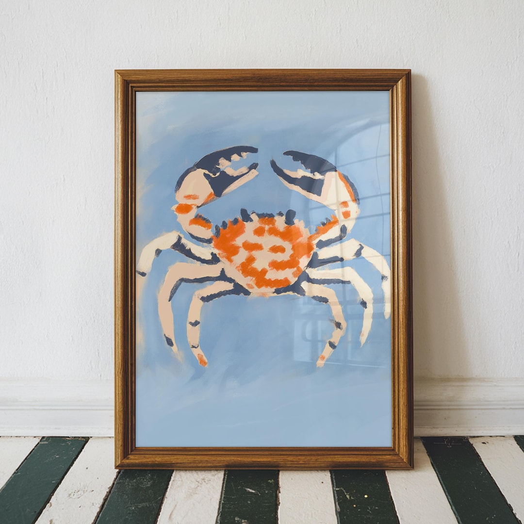 Crab Painting Print, Coastal Home Decor, Oil Painting Print, Seaside ...