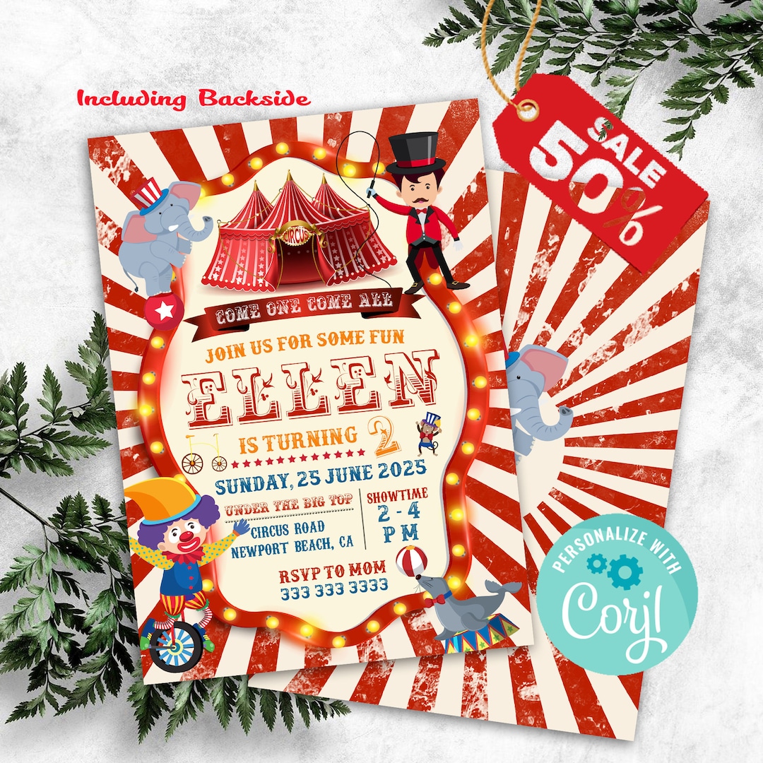 Digital Circus Themed Birthday Party Invitation Join the Party Editable ...
