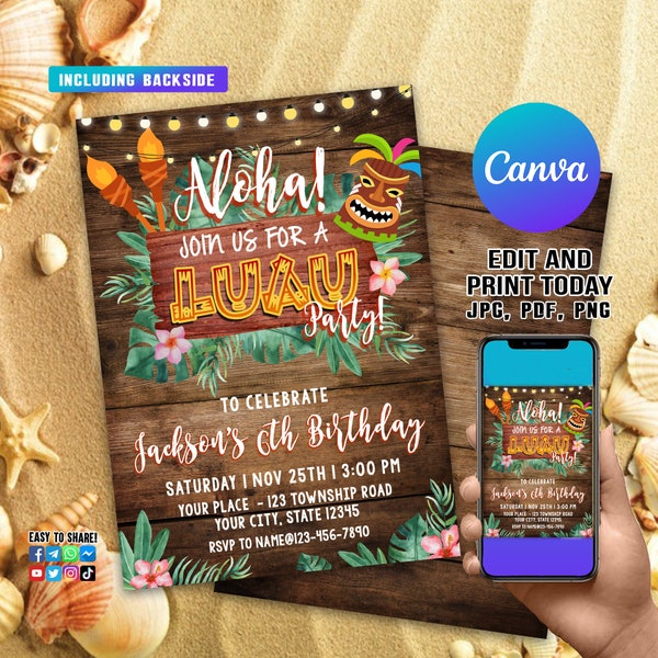 Hawaiian Invitation - Etsy