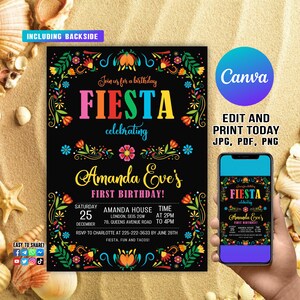 Fiesta Invitation, Fiesta Invite, Editable Invitation, Fiesta Birthday ...