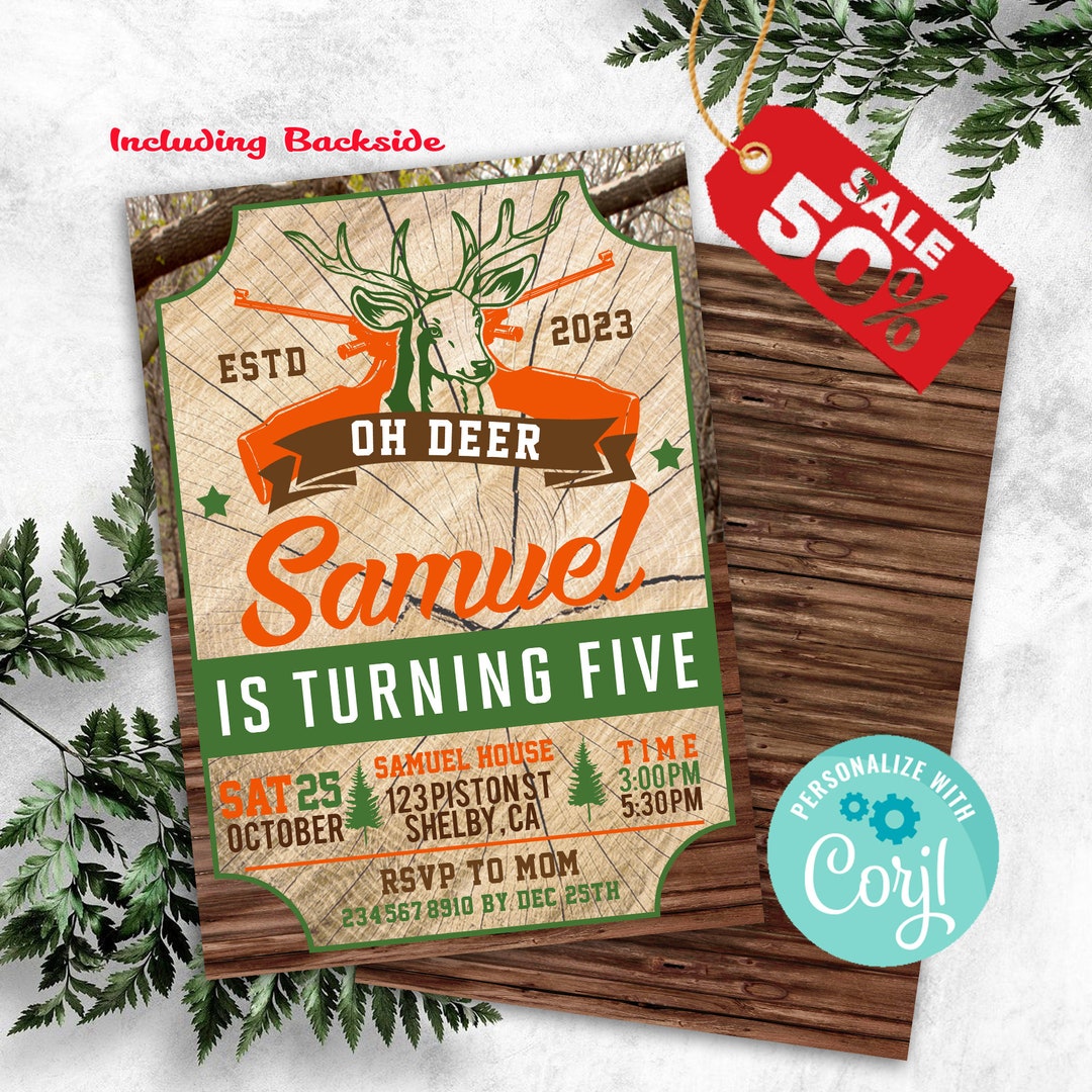 Hunting Birthday Invitation, Camo Birthday, Deer Birthday, Hunting ...