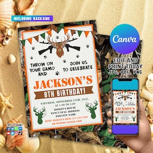 Hunting Party Invitations, Hunting Birthday Party Invitation, Hunting ...