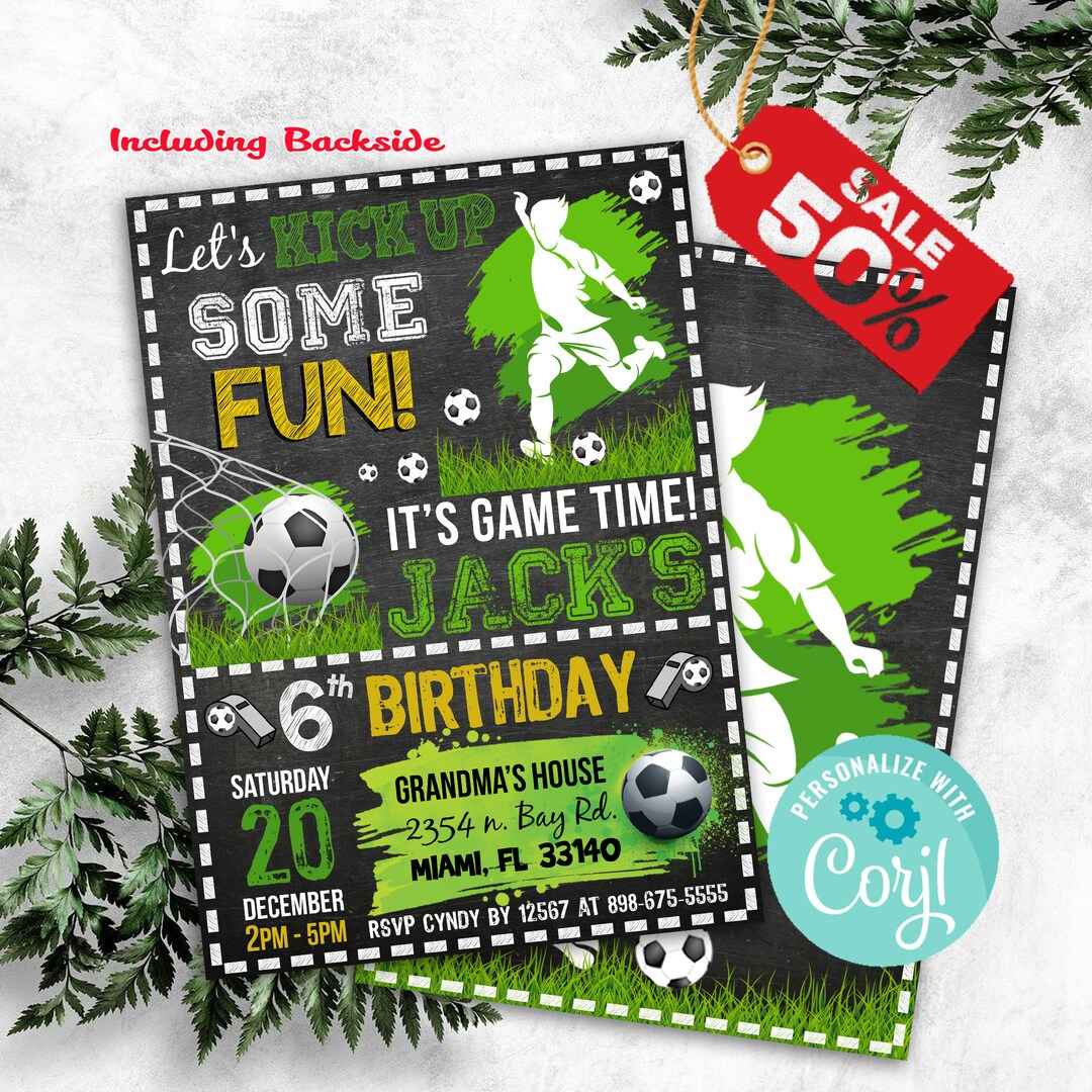 Soccer Invitation, Soccer Invites, Instant Download Soccer Invitations ...