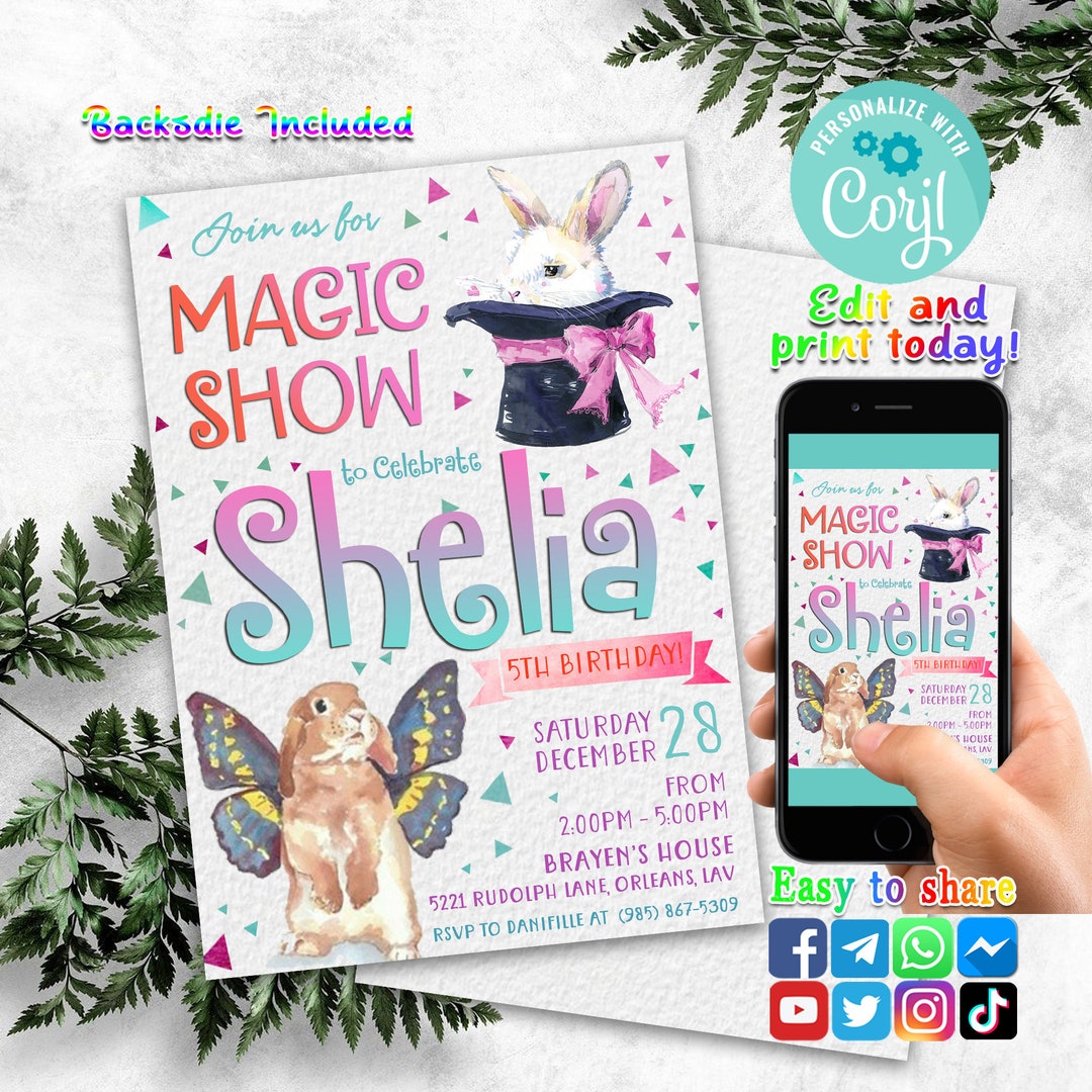 Magic Party Invitation Magic Birthday Invitation Magician - Etsy