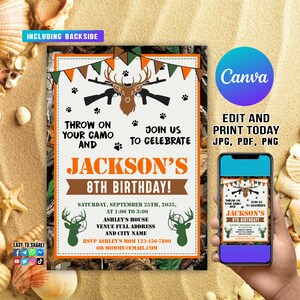 Hunting Party Invitations, Hunting Birthday Party Invitation, Hunting ...