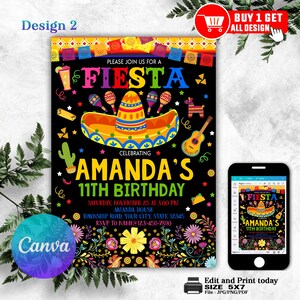 Fiesta Invitation, Fiesta Invite, Editable Invitation, Fiesta Birthday ...