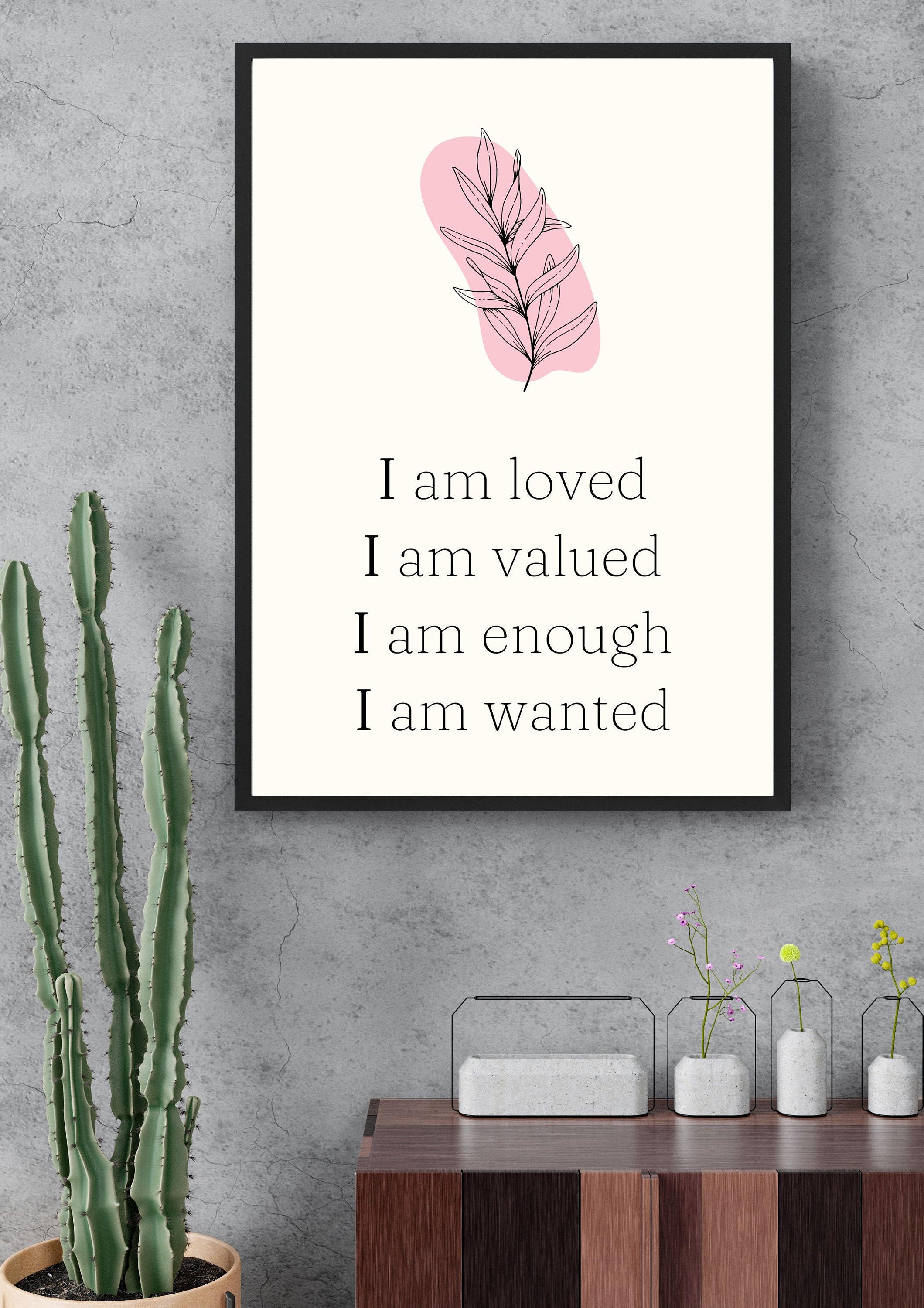 Positive Affirmations, Positive Mindset, Minimalist Framed Art, Written ...