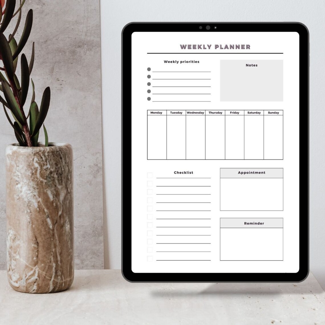 Weekly Planner, Minimalist Design, Every Week Planner, Digital Download ...