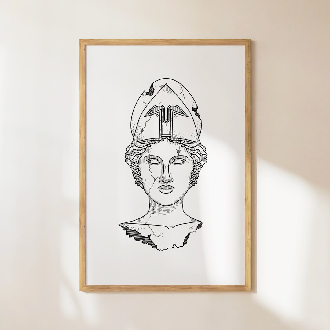 Athena Printable Art, Digital Download, Black and White | Mythology ...