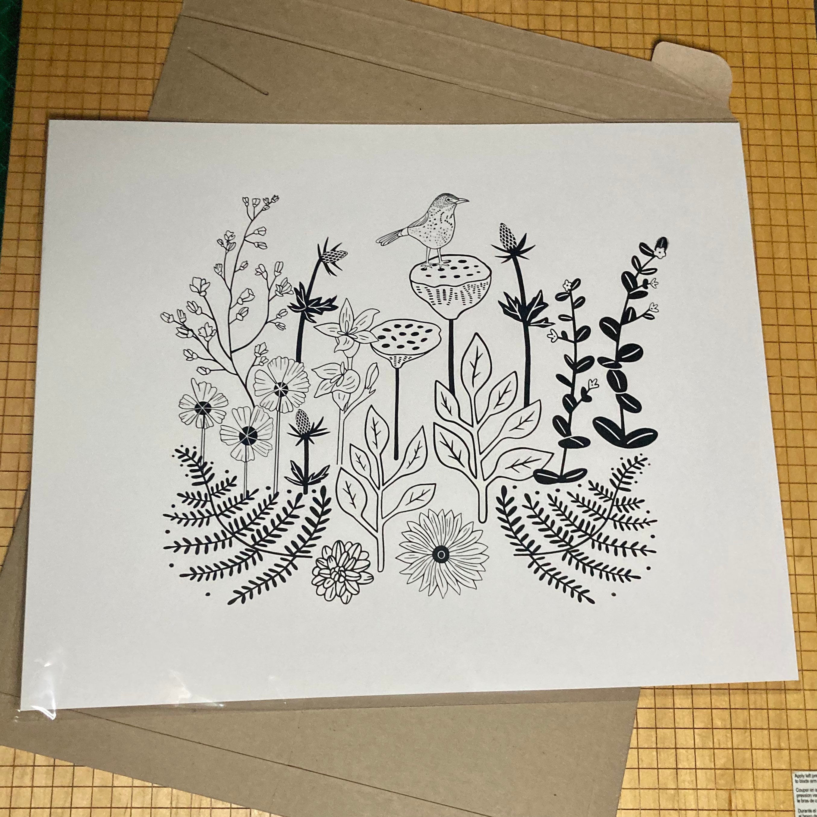 Floral Scape, botanical, flower, bird, design, floral, plant, print ...