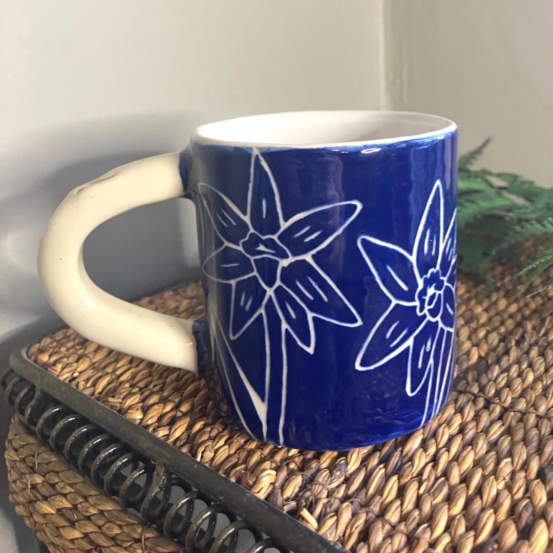 March Birth Flower Mug: Hand-carved Daffodil Ceramic Coffee Cup - Etsy