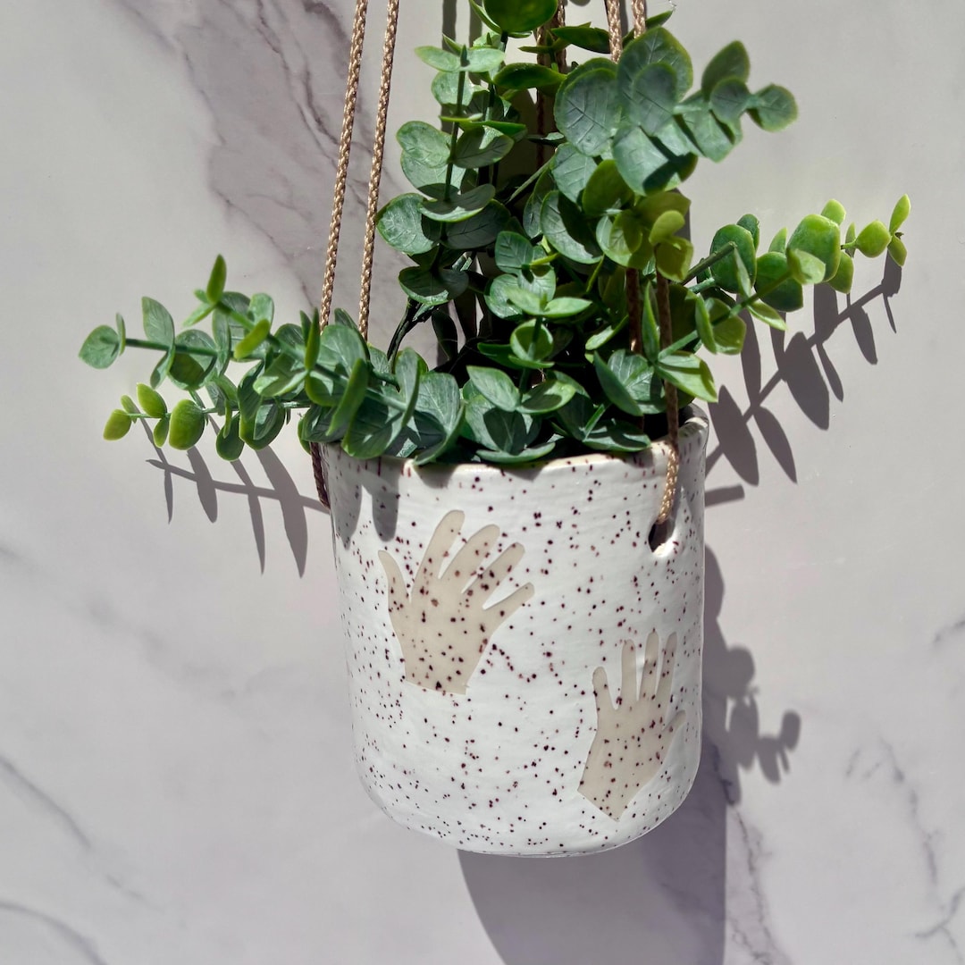 Ceramic Planter, Hands Design, Wave, White Color, Illustration, Pottery ...