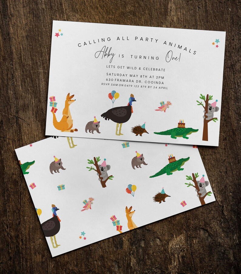 EDITABLE Aussie Kids Birthday Invitation, Wild One 1st Birthday Invite ...