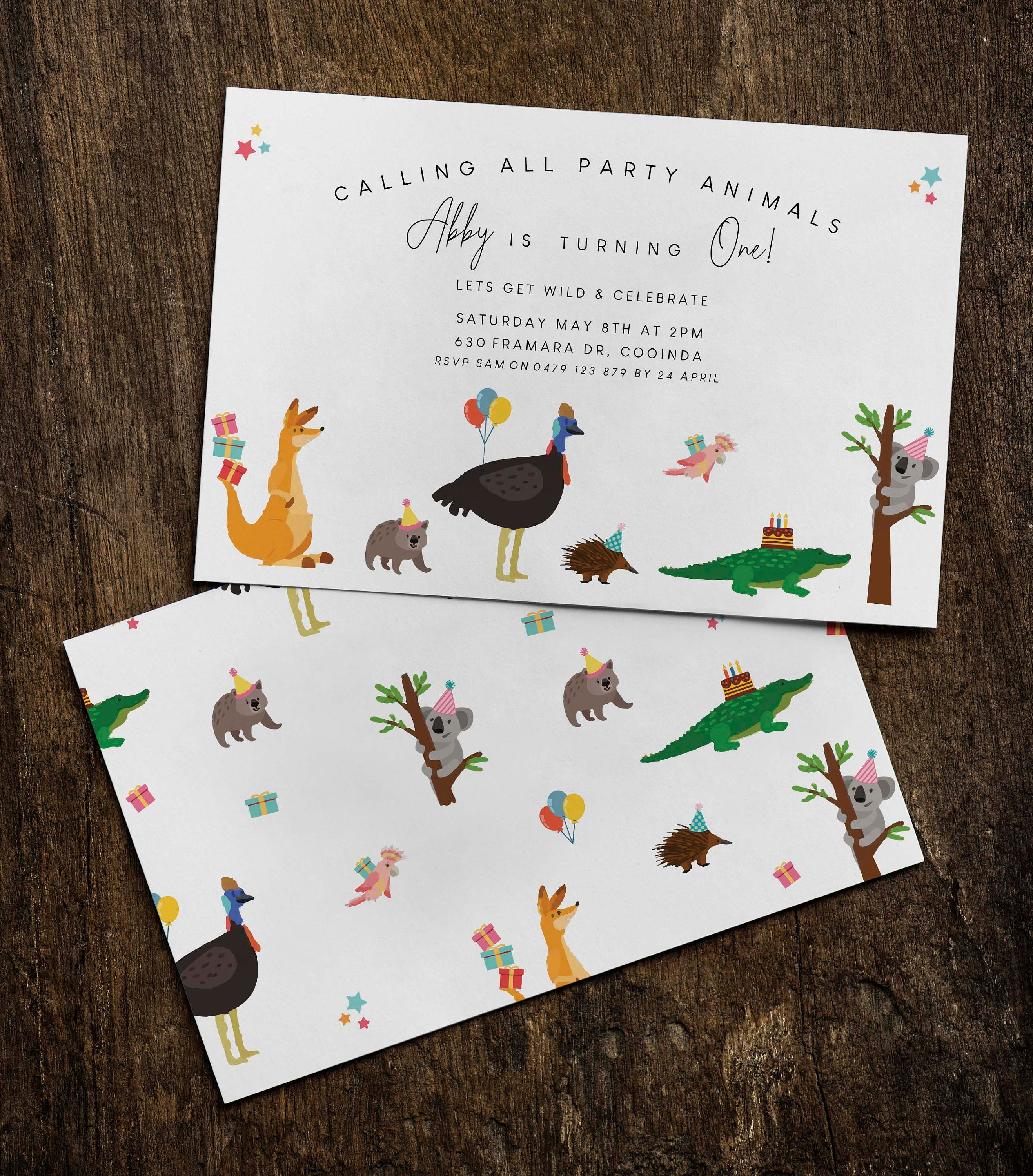 EDITABLE Aussie Kids Birthday Invitation, Wild One 1st Birthday Invite ...