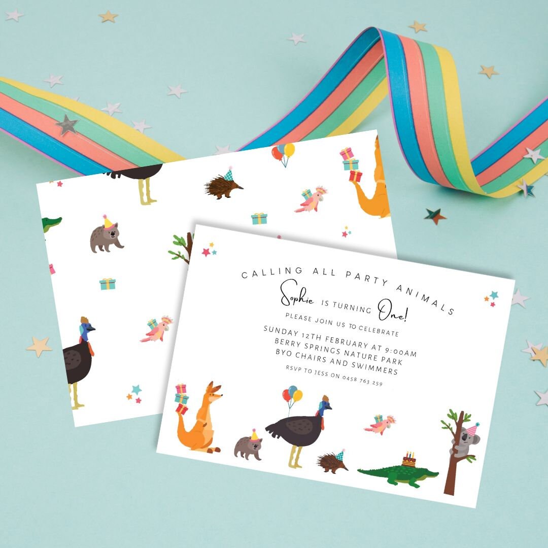 EDITABLE Aussie Kids Birthday Invitation, Wild One 1st Birthday Invite ...