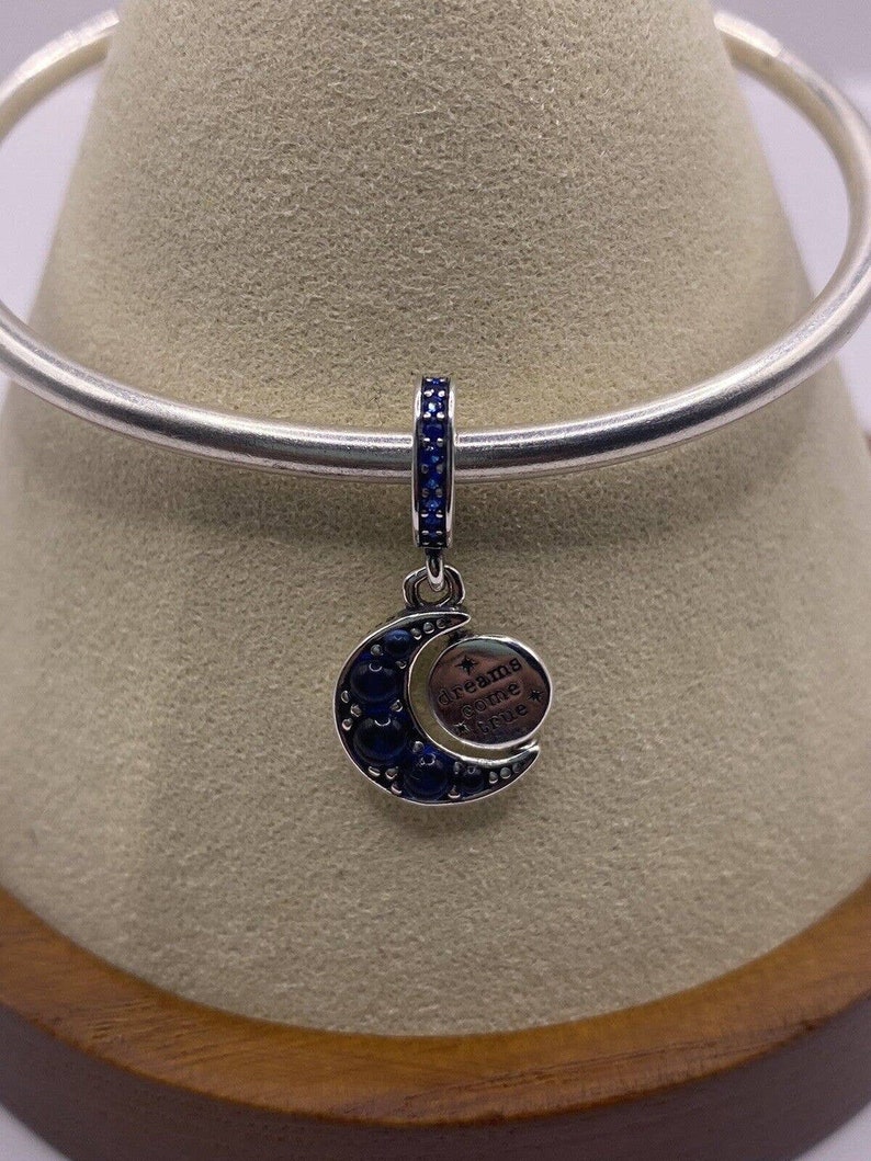 Authentic Pandora 792979C01 Sparkling Moon Spinning Dangle Charm - Etsy