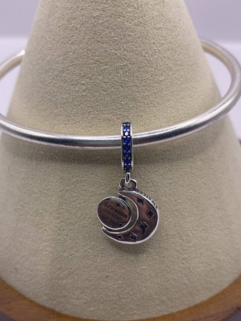 Authentic Pandora 792979C01 Sparkling Moon Spinning Dangle Charm - Etsy