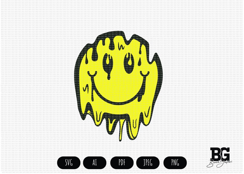 Melty Smiley - Vector Cricut SVG AI PNG - Etsy
